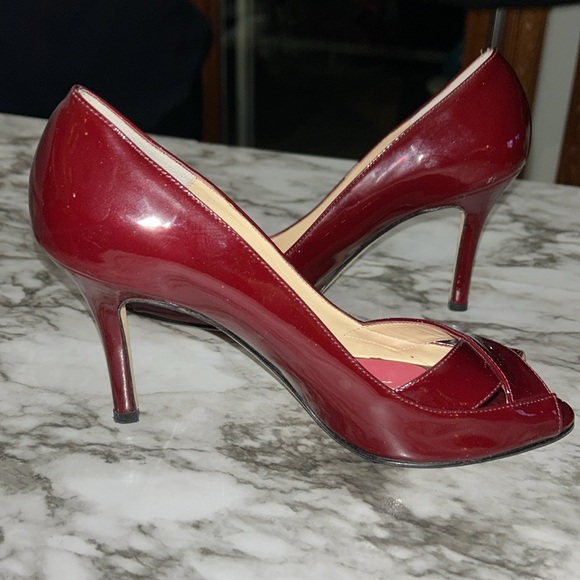 kate spade | Shoes | Kate Spade Red Burgundy Peeptoe High Heel Stiletto ...